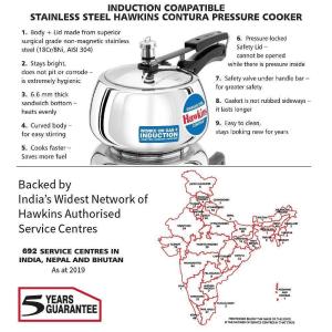 Hawkins Stainless Steel Contura Induction Compatible Pressure Cooker, 3 ...